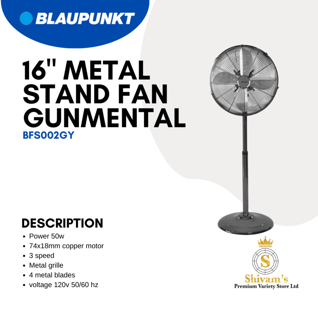Blaupunkt 16″ Metal Stand Fan Gunmental – Shivam's Premium Variety ...